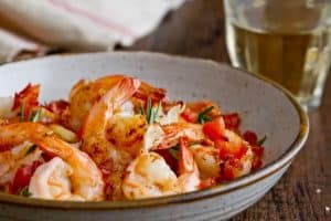 Garlicky Shrimp with Crispy Pancetta and Tomatoes - A Communal Table