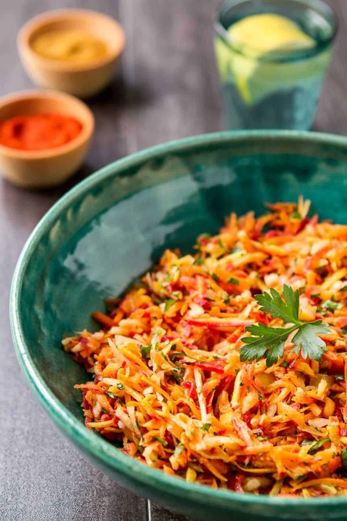 Moroccan Carrot Salad with Honey Lemon Dressing